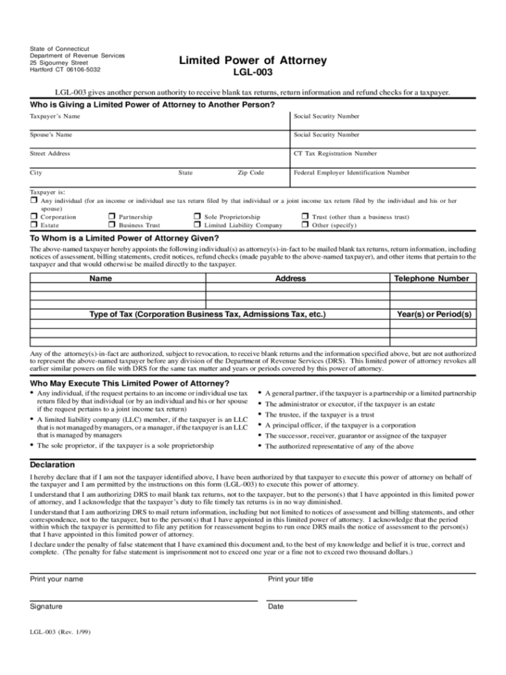 Connecticut Power Of Attorney Form Free Templates In PDF - Power Of ...
