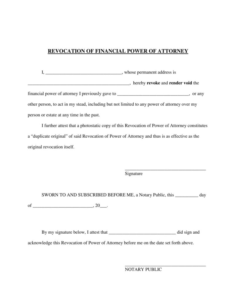 Free Fillable Revocation Power Of Attorney Form PDF - Power Of Attorney ...