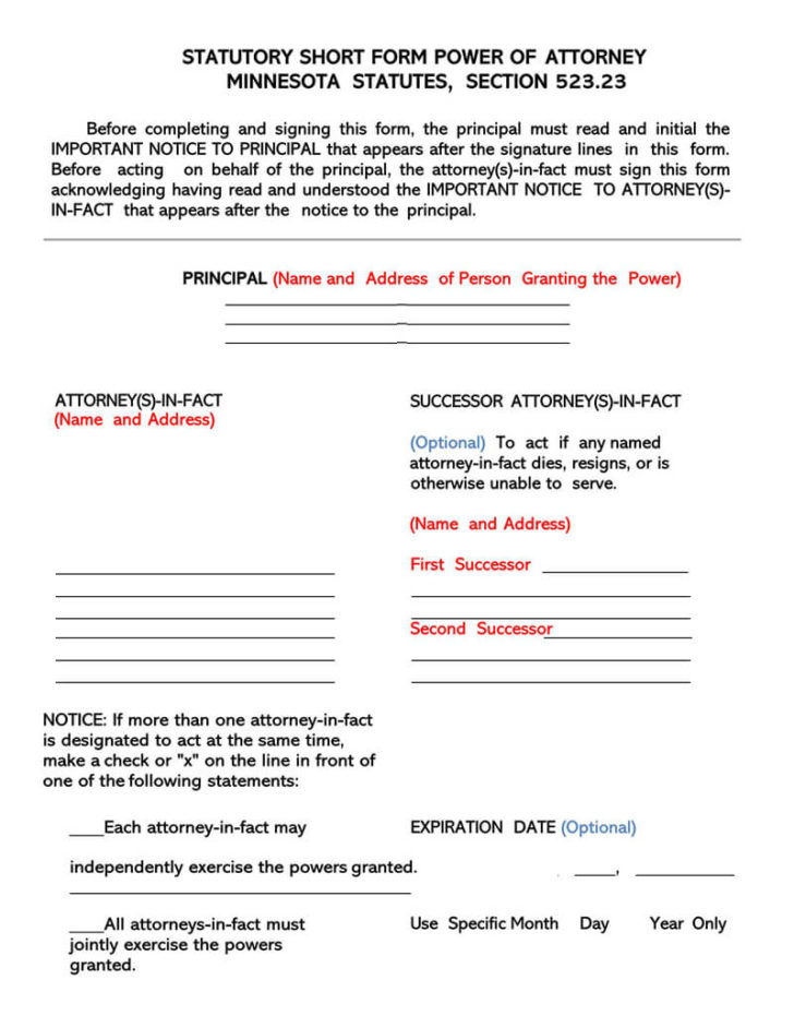 Free Power Of Attorney POA Forms By State Word PDF - Power Of Attorney ...