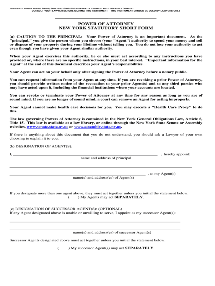 Power Of Attorney Form Ny Fill Out And Sign Printable - Power Of ...