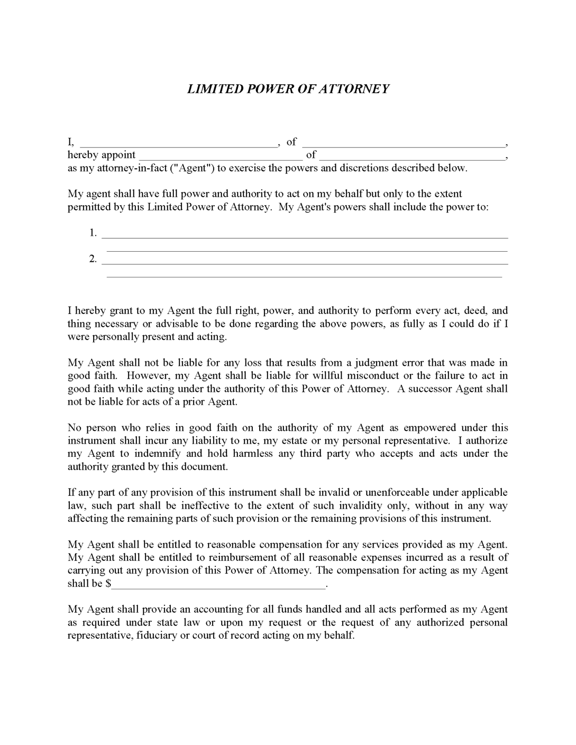 Temporary Power Of Attorney Fillable PDF Free - Power Of Attorney Forms