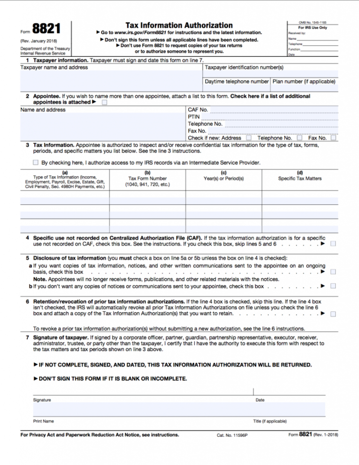 What Is Form 8821 Or Tax Guard Excel Capital Management - Power Of ...